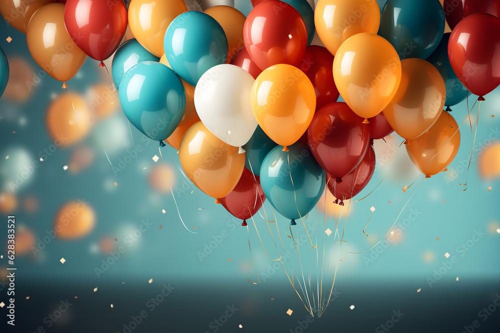 birthday party balloons, colourful balloons background and birthday ...