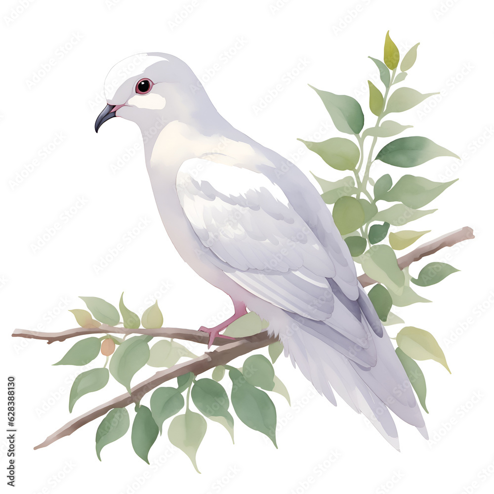 Dove in cartoon style. Cute Little Cartoon Dove isolated on white ...