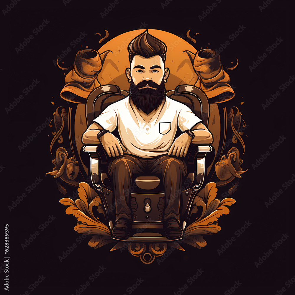 logo design with the theme of a man who works as a barberman or barber ...