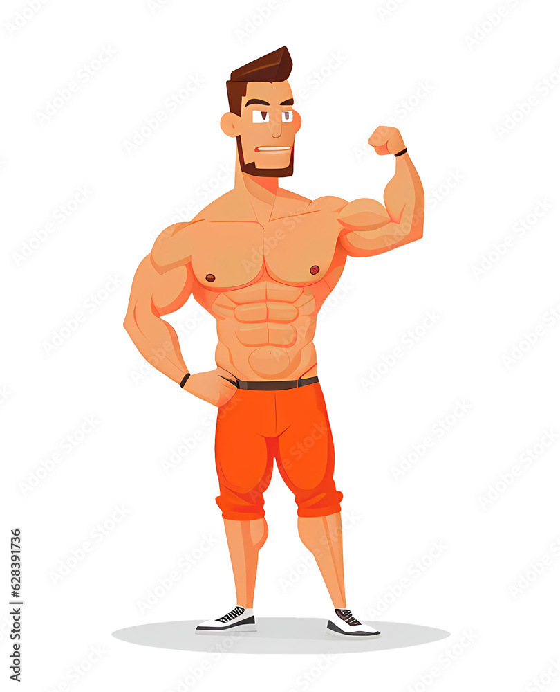 Bodybuilder man vector illustration, transparent png, Generative AI ...