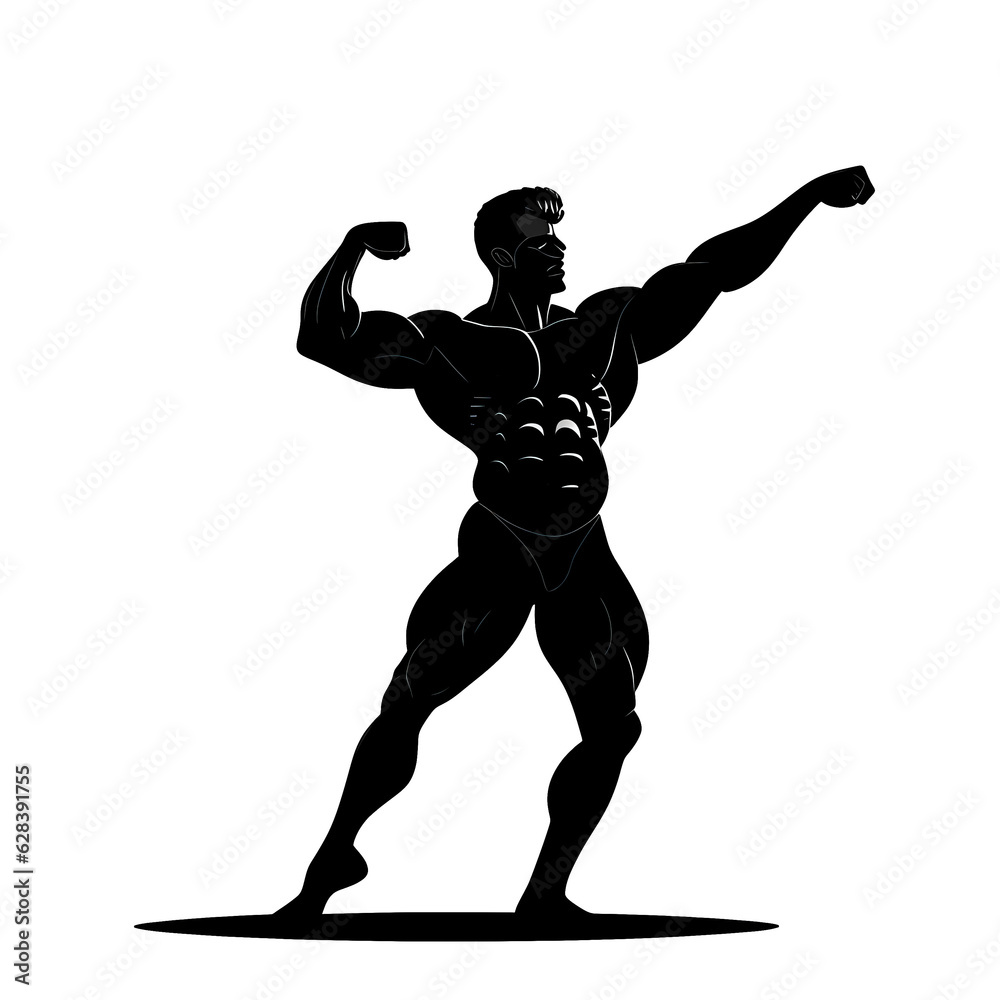 Bodybuilder man vector illustration, silhouette, transparent png ...