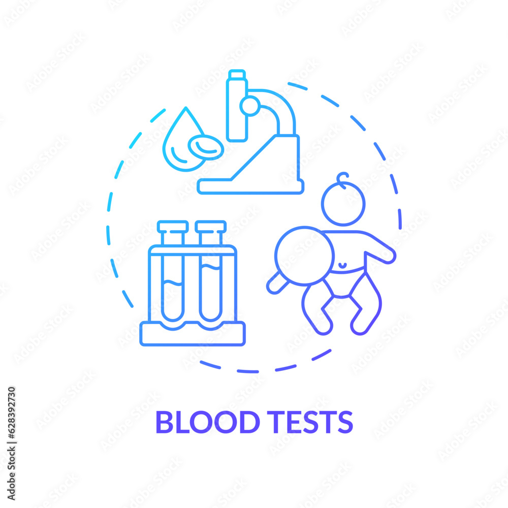 Blood tests blue gradient concept icon. Overall health. Laboratory ...