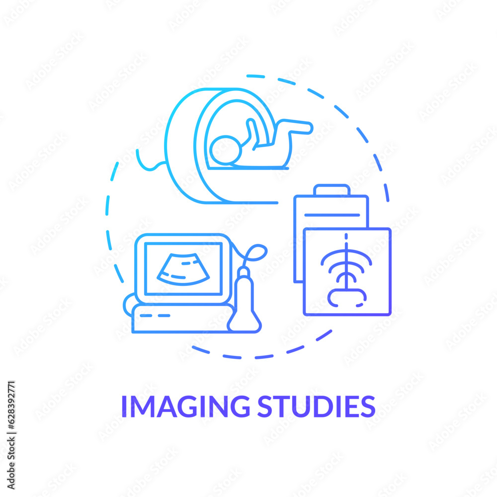 Imaging studies blue gradient concept icon. X ray machine. Bone scan ...