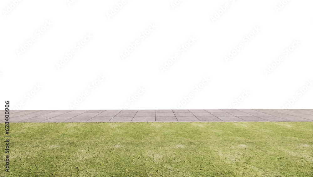 empty lawn and pavement PNG isolated on transparent background 3D ...