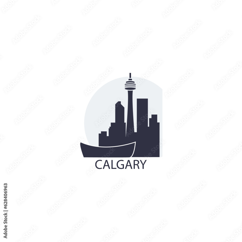 Canada Calgary cityscape skyline capital city panorama vector flat ...