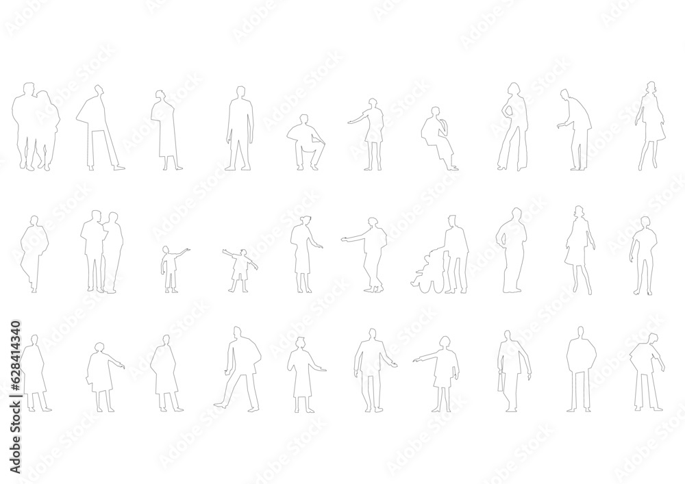 outline people drawing man woman vector illustration. isolated graphic ...