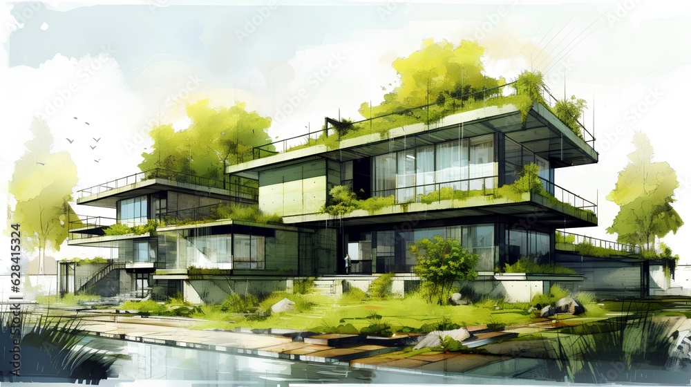 An environmentally conscious architectural project, green building ...