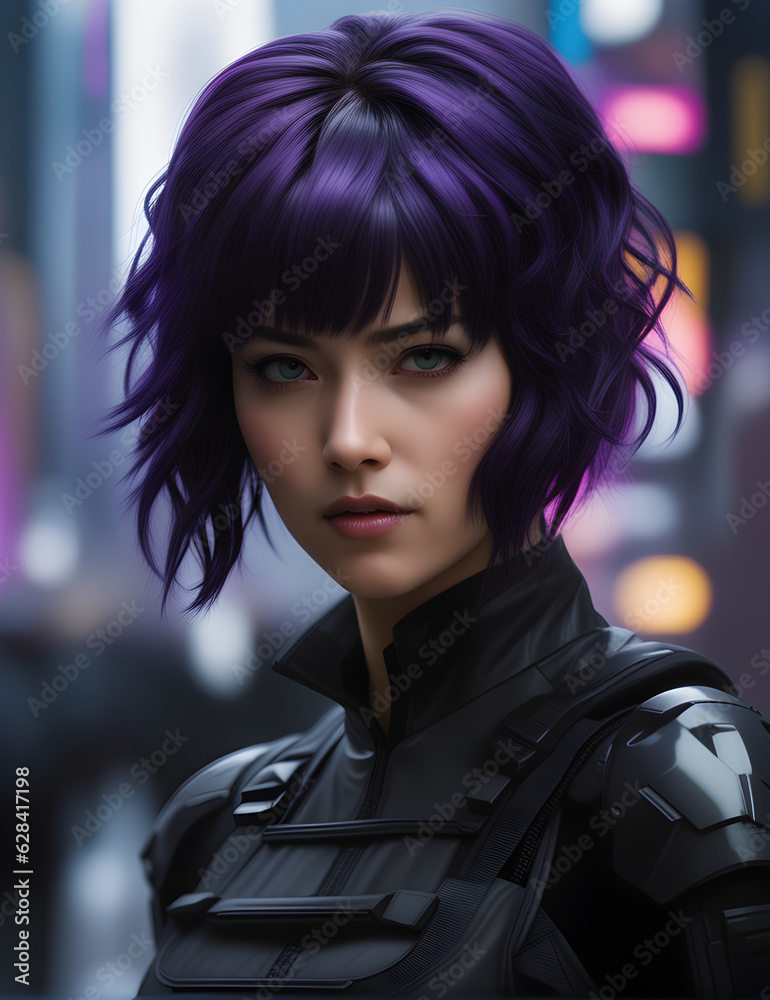 "High portrait of Motoko Kusanagi with a perfect face from the movie ...