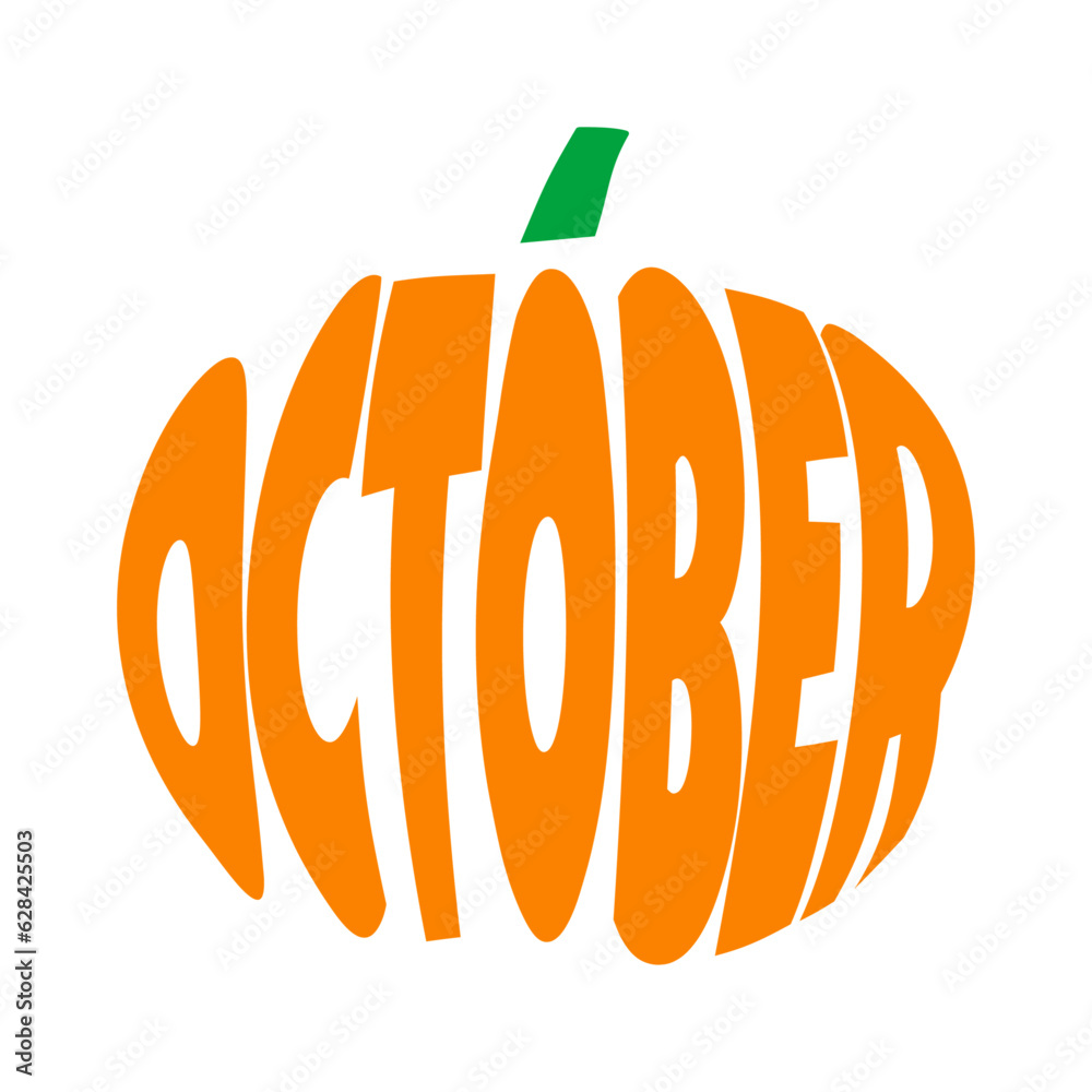 Logo con letras palabra october con texto manuscrito con forma de ...