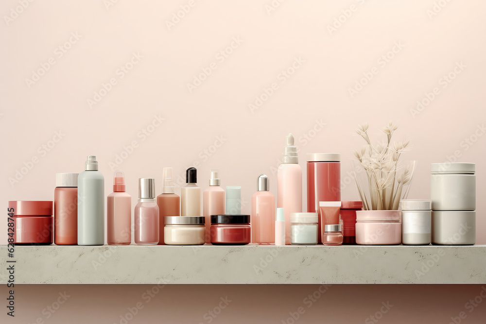 delicate pale pink and blue cosmetics packaging container for skincare ...