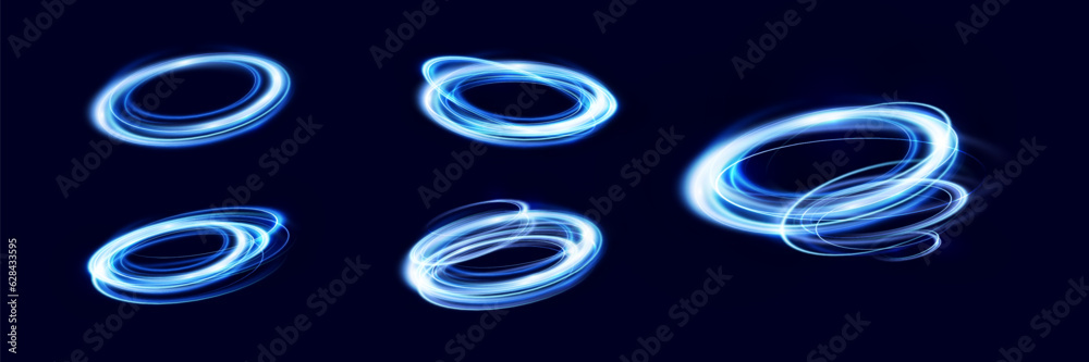 Neon magic circle.Futuristic light circle for background.Light frame ...