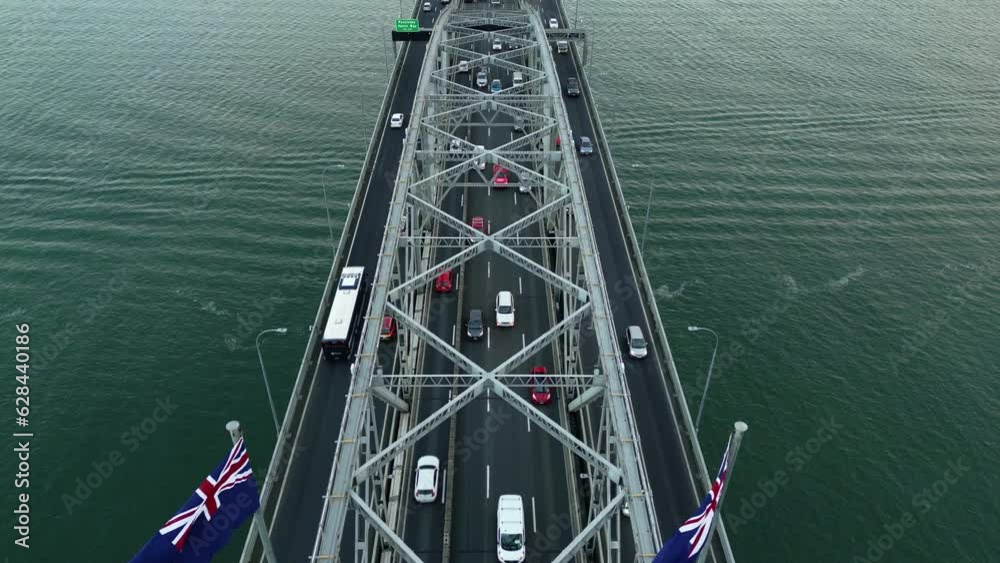 Auckland, New Zealand: Aerial drone footage of the Auckland bay bridge ...