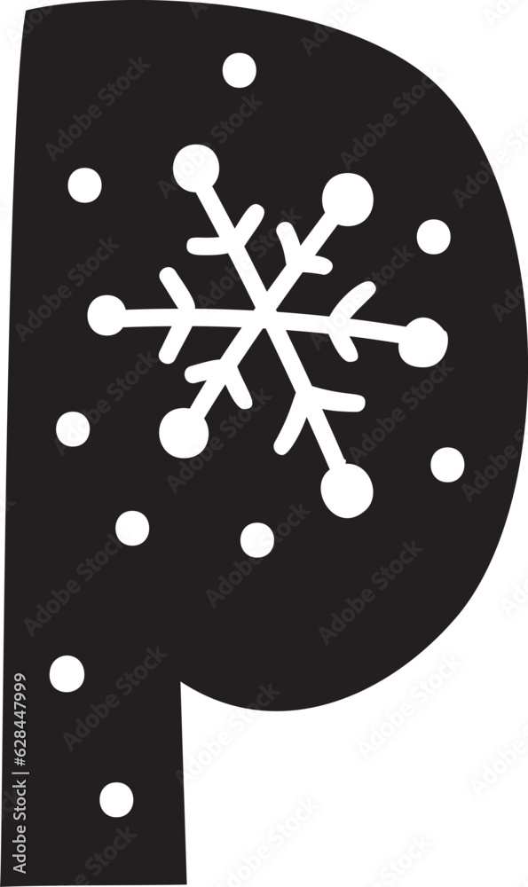 Display Christmas winter vector font letter P alphabet. Capital ...
