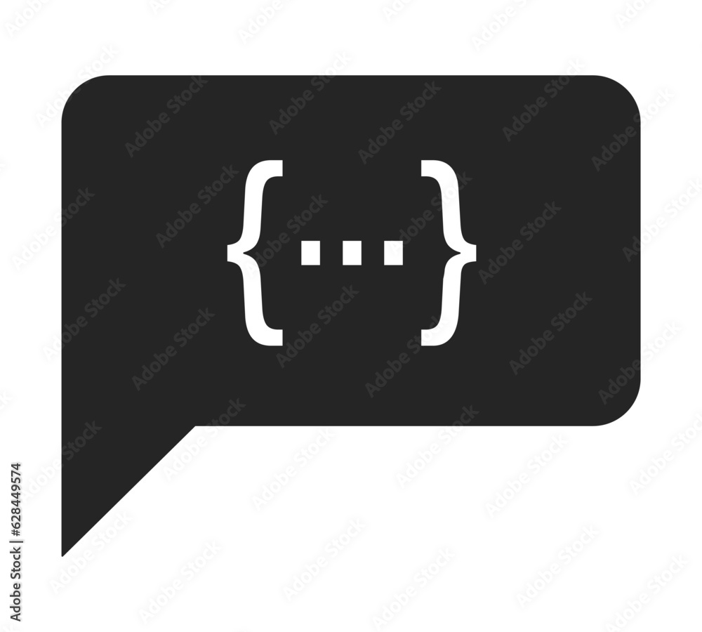 Curly brackets message flat monochrome isolated vector icon. Quote ...