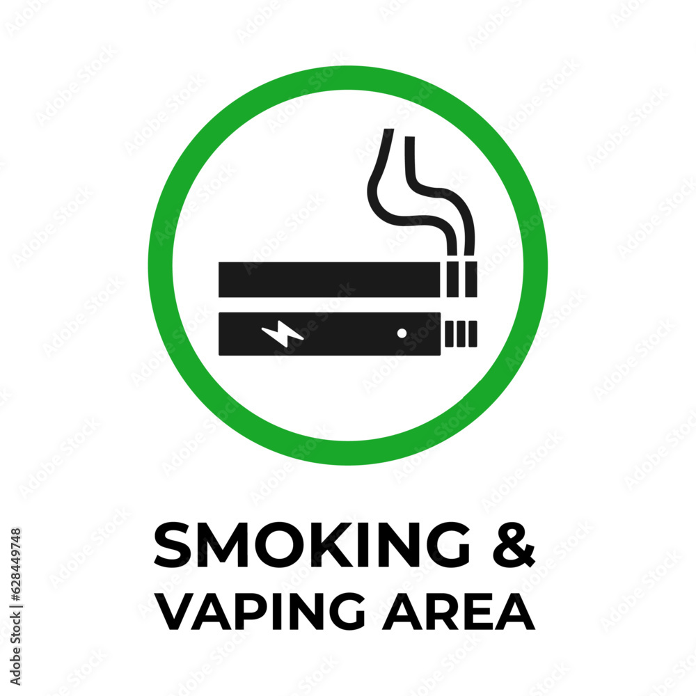 Allowed smoking sign, allowed vaping. Smoking area, vaping area Printable stickers. Vector ...