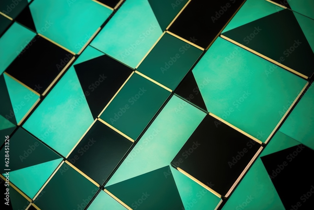 Sharp Angles & Playful Shadows: Dark Cyan & Emerald Green Wallpaper ...