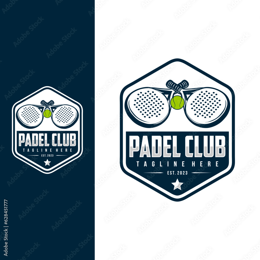 Padel badge emblem logo. Sports label vector illustration for a padel ...
