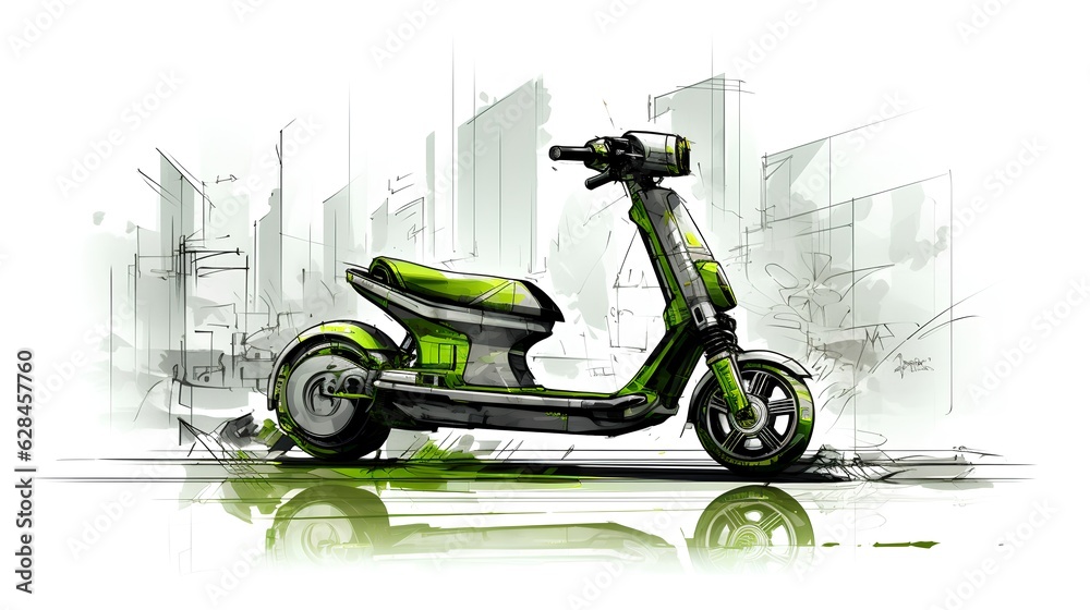 The concept of green transportation, featuring an electric scooter ...