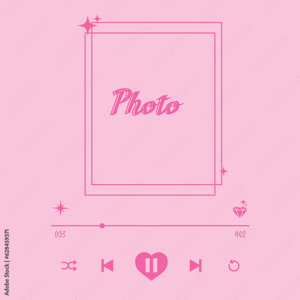 Instagram post template with playlist photo frame in pink colors in ...