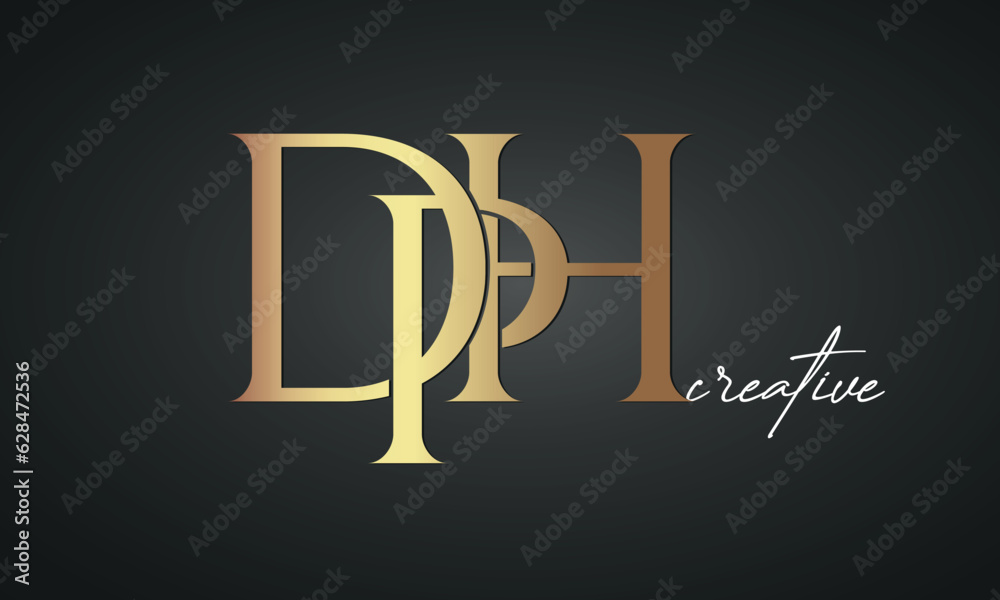luxury letters DPH golden logo icon premium monogram, creative royal ...