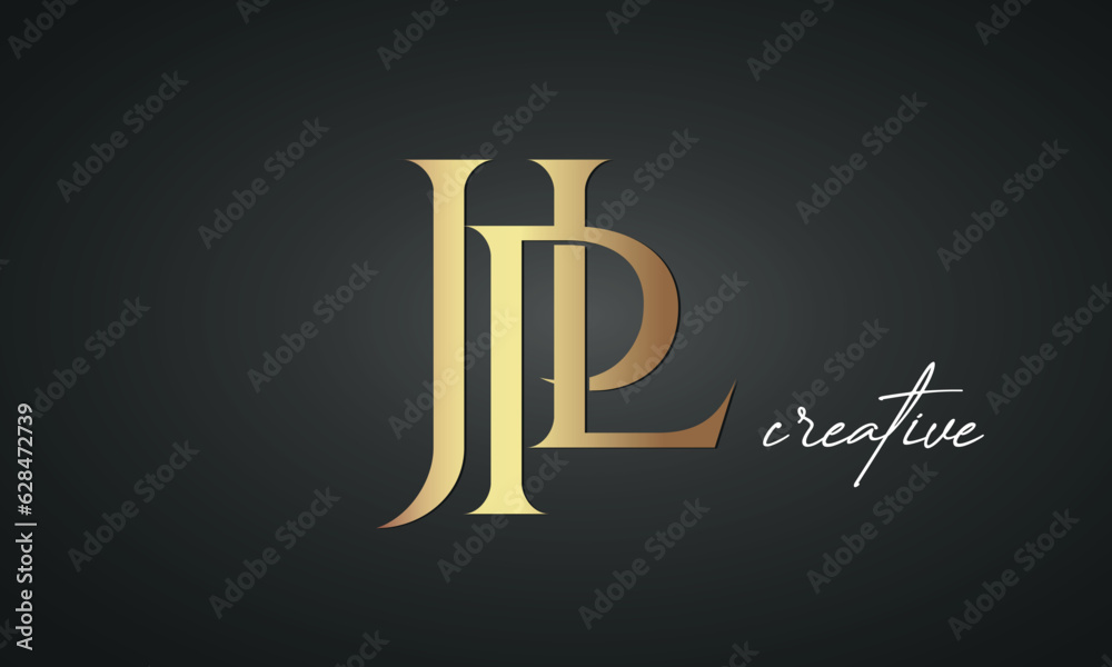 luxury letters JPL golden logo icon premium monogram, creative royal ...