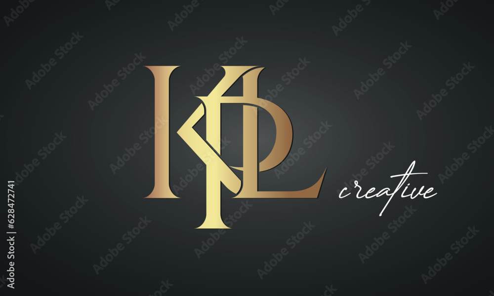 luxury letters KPL golden logo icon premium monogram, creative royal ...