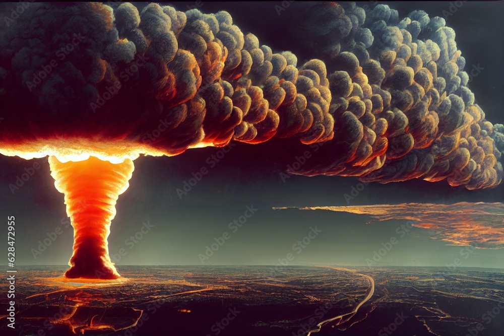 Nuclear war with nuclear explosion using atomic bombs Stock ...