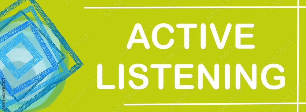 Active Listening Green Blue Borders Squares Text Horizontal Stock ...