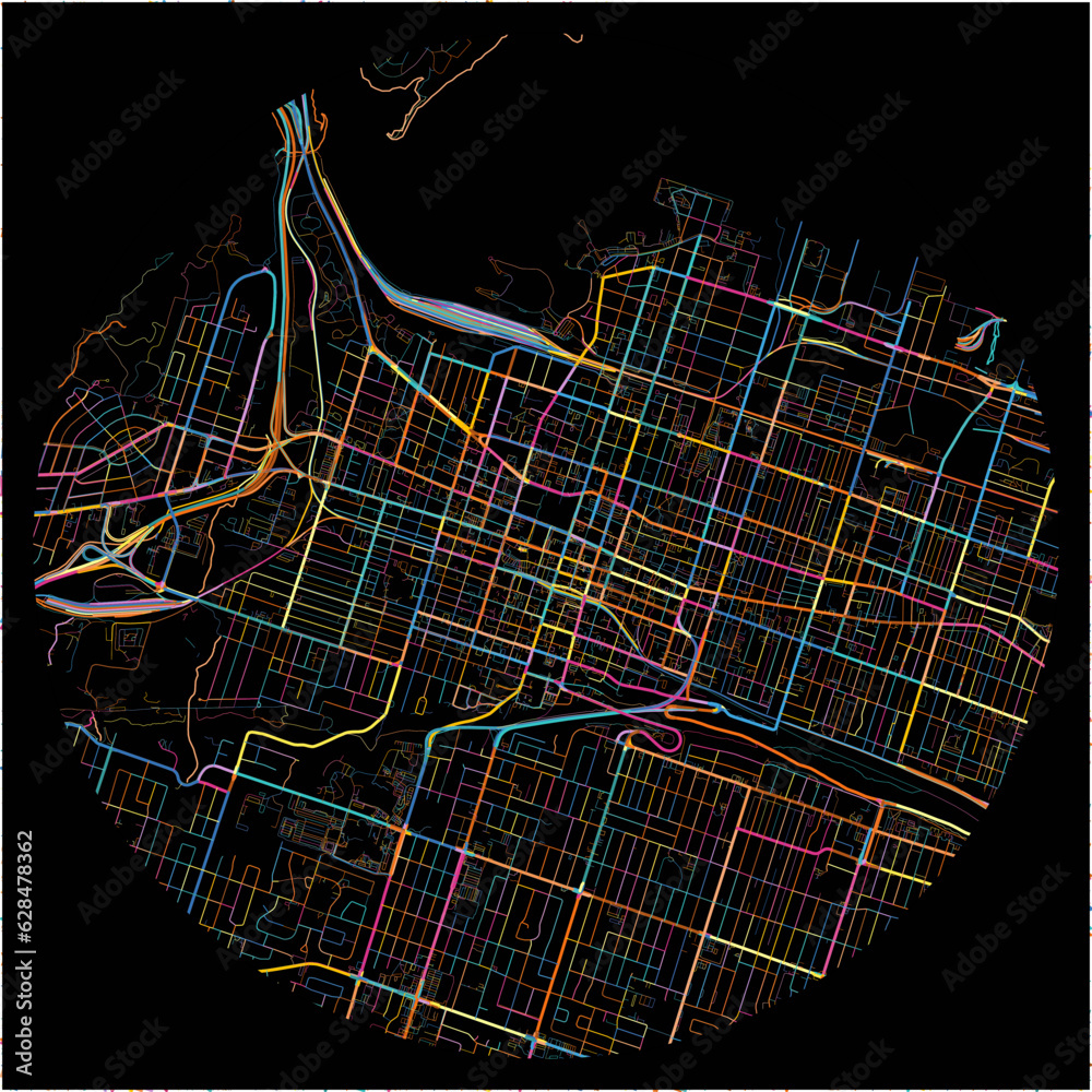 Colorful Map of Hamilton, Ontario with all major and minor roads. Stock ...