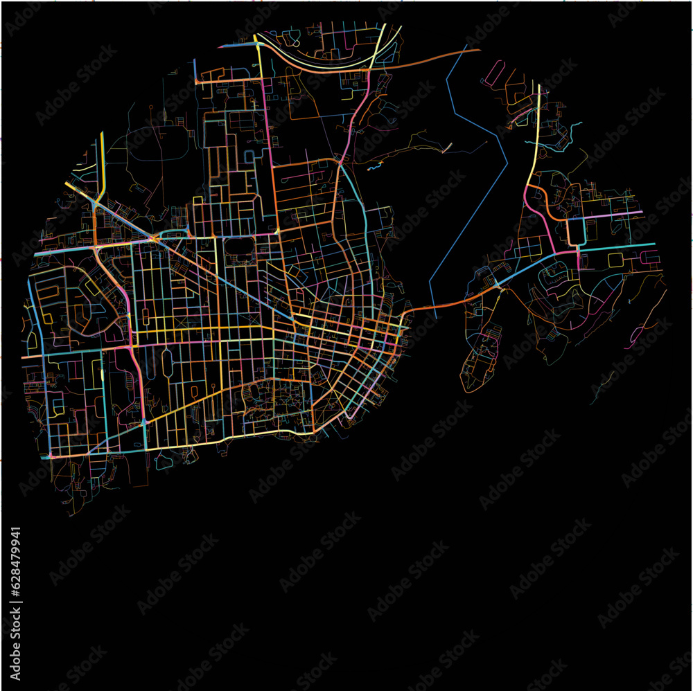 Colorful Map of Kingston, Ontario with all major and minor roads. Stock ...
