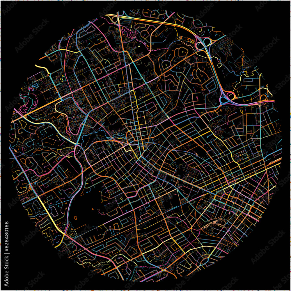 Colorful Map of Waterloo, Ontario with all major and minor roads. Stock ...