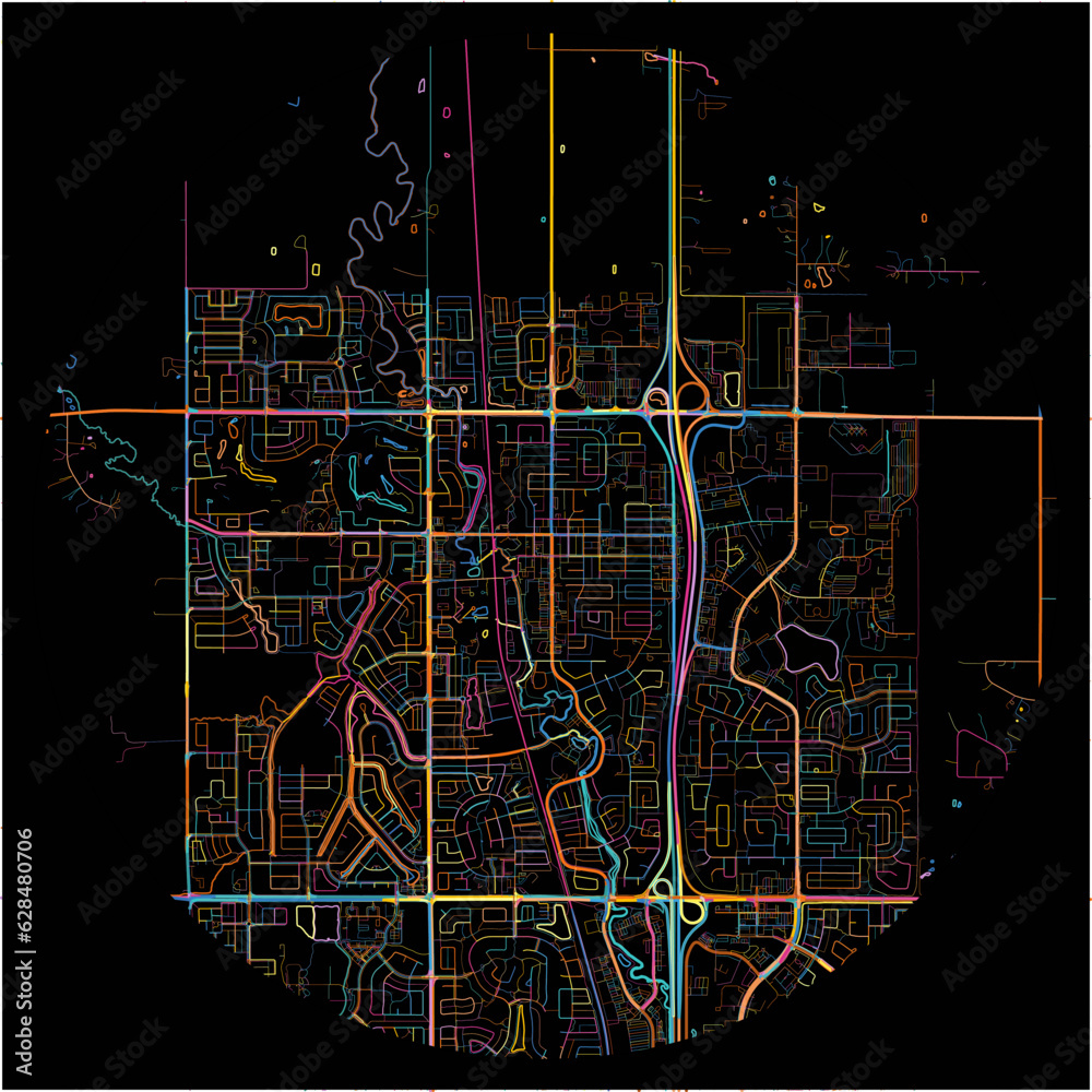 Colorful Map of Airdrie, Alberta with all major and minor roads. Stock ...