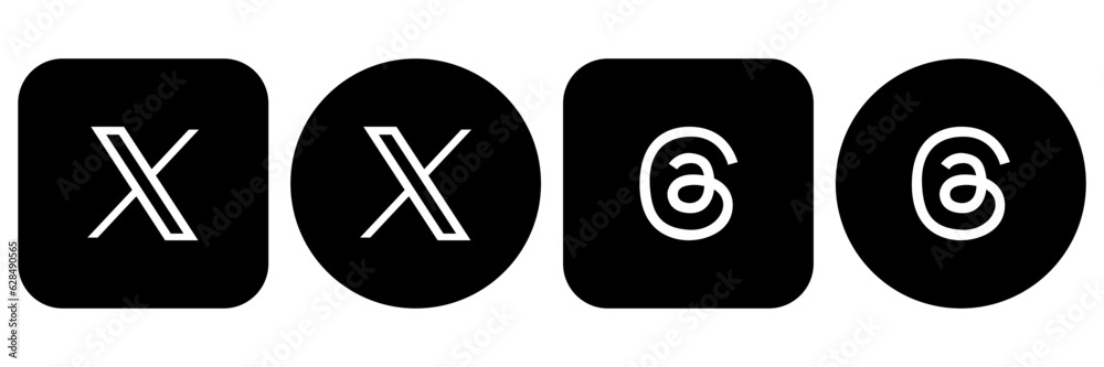 Vetor de New Twitter logo X. Threads Logo. Twitter X Logo. Threads icon ...
