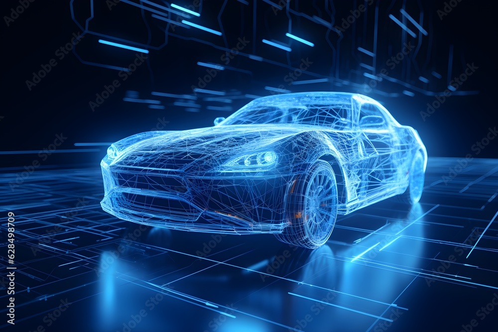 Modern Futuristic car wireframe concept with Augmented reality ...
