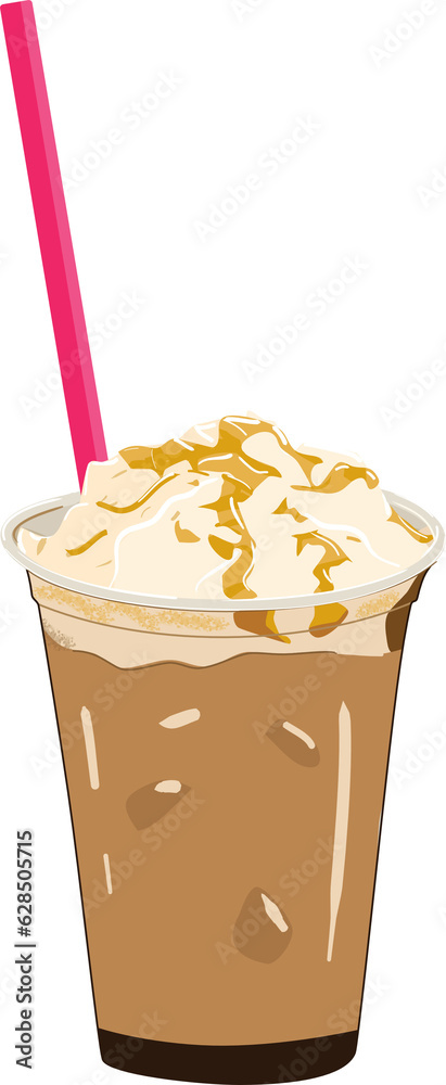 frappe Frappuccino ice coffee with caramel whipped cream clipart ...