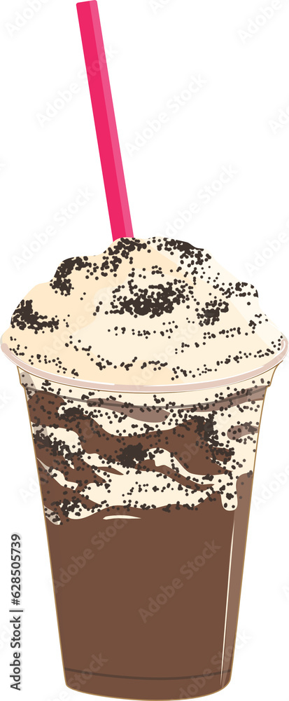 frappe Frappuccino ice coffee with whipped cream clipart illustration ...