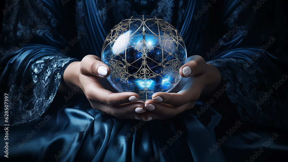 crystal ball of predictions in the hands of a fortune teller Stock ...