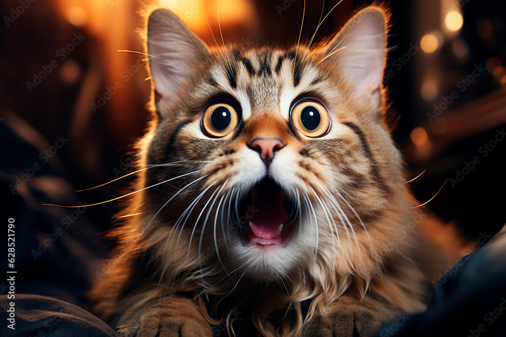 Gato con cara de asombro Stock Photo | Adobe Stock