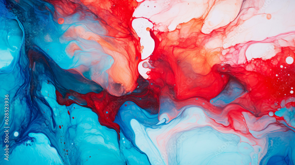 An explosion of paint and color in water, ink spilling vivid color ...