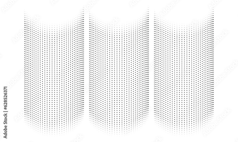 Vector black and white halftone dots curved gradient pattern texture ...