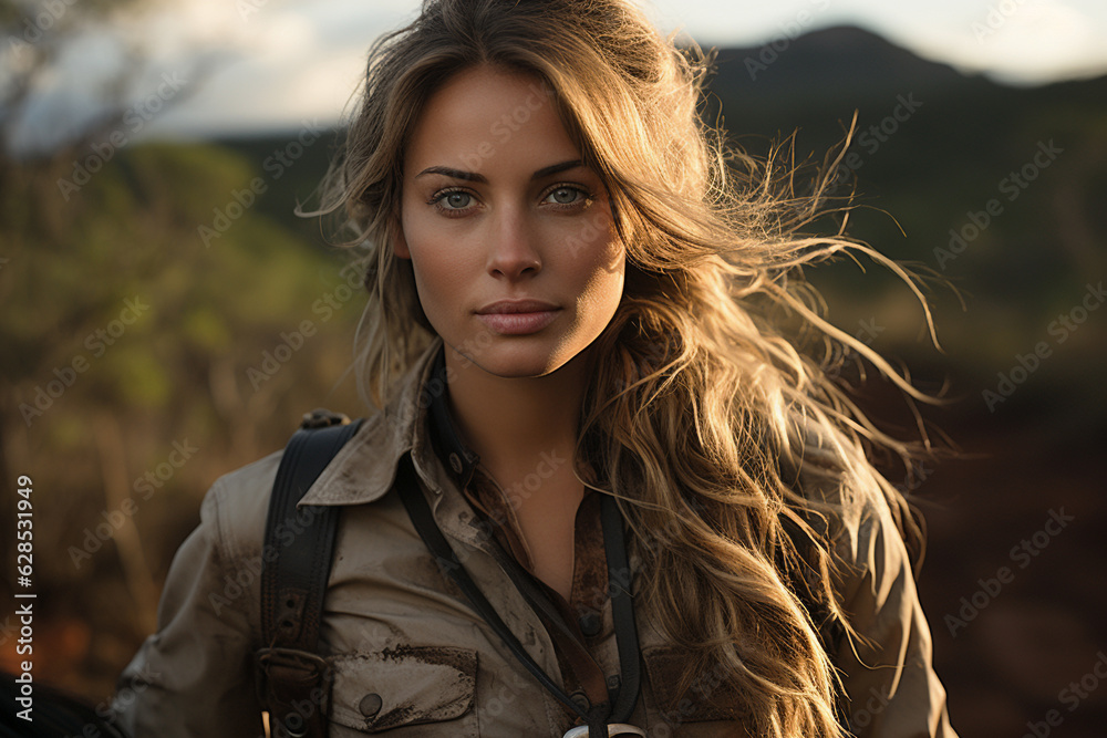 Cinematic Adventure, breathtaking journey of a female hiker on her ...
