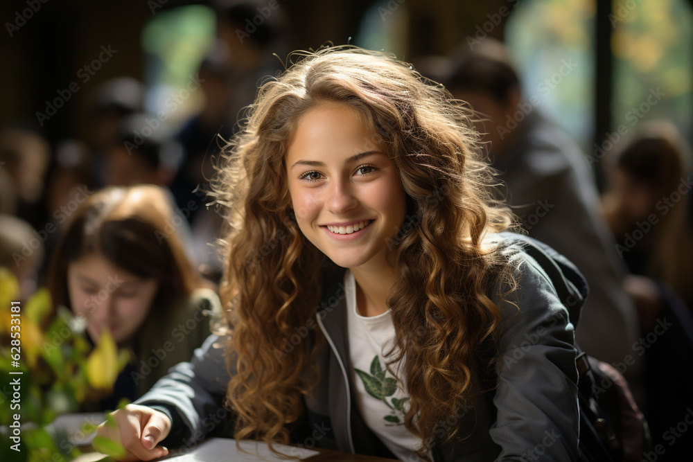 Academic Collaboration: University female student enthusiastically ...