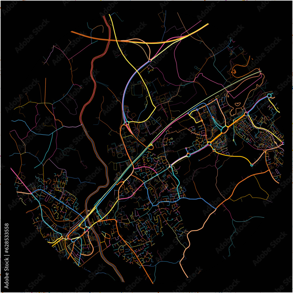 Colorful Map of Craigavon, Craigavon with all major and minor roads ...