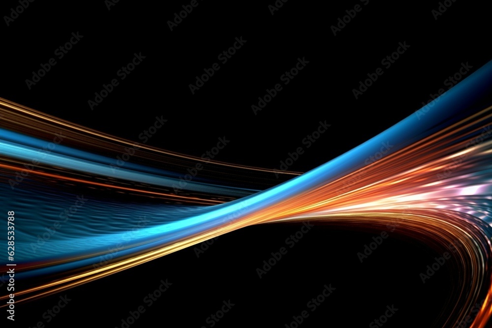 Warp speed trail style of star trek flying across a horizontal black ...