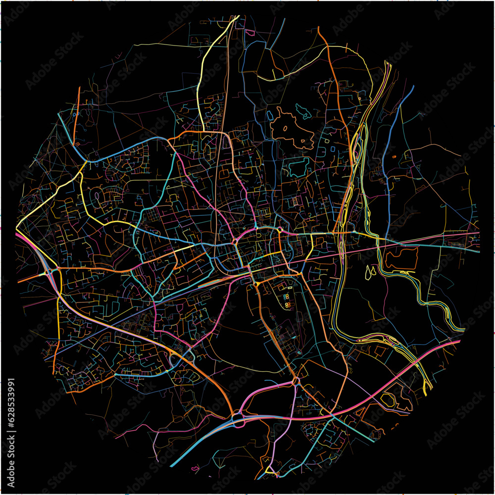 Colorful Map of Maidenhead, South East England with all major and minor ...