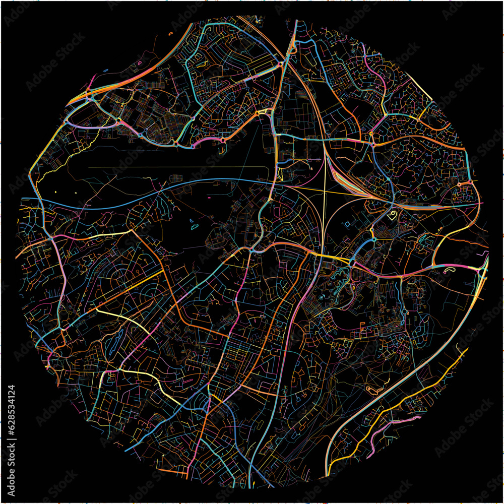 Colorful Map of Filton, South West England with all major and minor ...