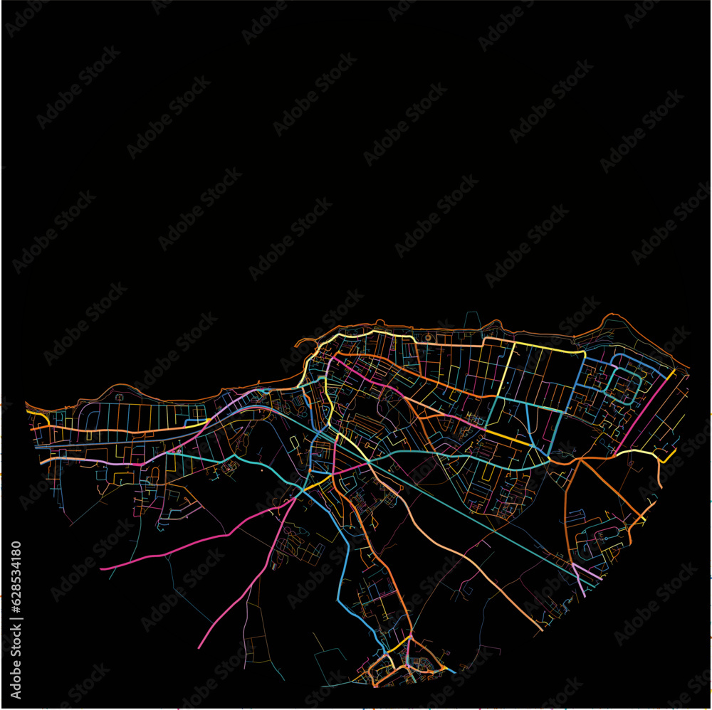 Vetor de Colorful Map of Margate, South East England with all major and ...