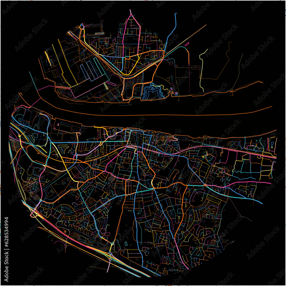 Colorful Map of Gravesend, South East England with all major and minor ...