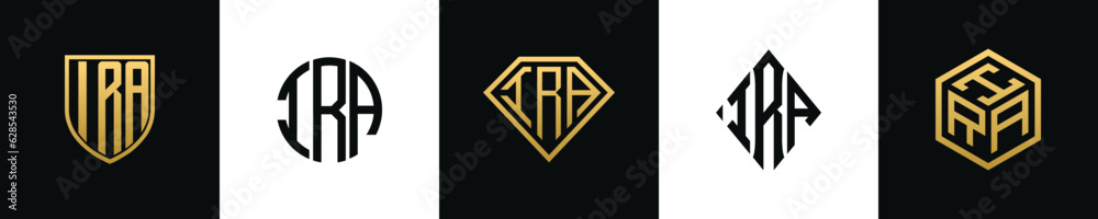 Initial letters IRA logo designs Bundle. This collection incorporated ...