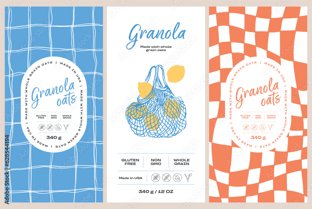Vector hand drawn food packaging label design template for cafe or ...